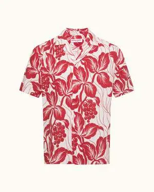 Orlebar Brown Relaxed Fit Short Sleeve Resort Shirt In Summer - Red