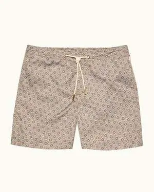 Orlebar Brown ORLEBAR BROWN Mid-Length Drawcord Swim Shorts With Exclusive Pettola Print Biscuit