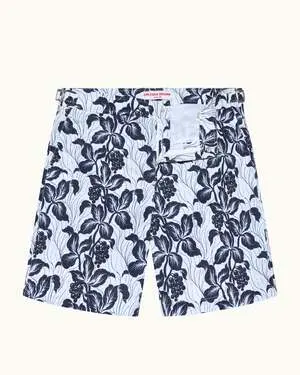 Orlebar Brown Longest-length Swim Shorts With Exclusive Petralis Print In Night Iris - Blue