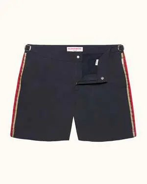 Orlebar Brown Mid-length Swim Shorts With Contrast Side Stripe In Night Iris - Blue