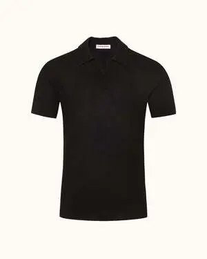 Orlebar Brown Tailored Fit Mercerised Cotton Pique Polo Shirt - Black