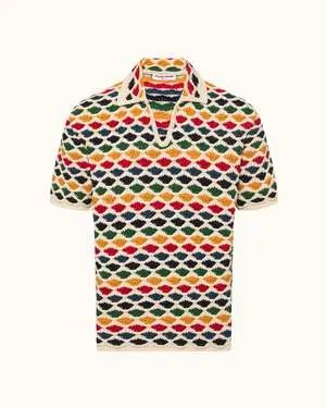 Orlebar Brown Classic Fit Organic Cotton Crochet Polo Shirt In Multi - Multicoloured