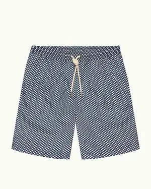 Orlebar Brown Longest-length Relaxed Fit Drawcord Swim Shorts With Modula Print In Night Iris - Blue