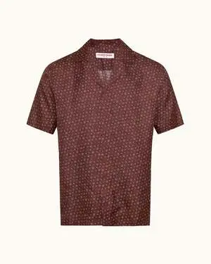 Orlebar Brown Relaxed Fit, Silk Capri Collar Shirt - Dark Ruby