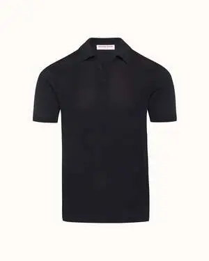 Orlebar Brown Tailored Fit Tie Stitch Knit Polo Shirt In Night Iris - Blue