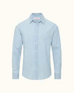 Orlebar Brown Tailored Fit Chambray Shirt - Wave Blue