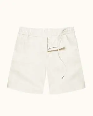 Orlebar Brown Sandbar Tailored Fit Washed Linen Drawcord Shorts - Beige