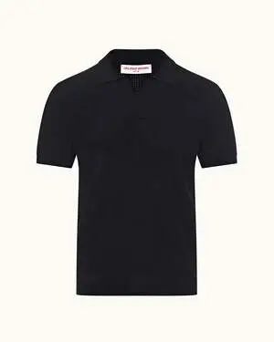 Orlebar Brown Tailored Fit Open Mesh Stitch Polo Shirt In Night Iris - Blue