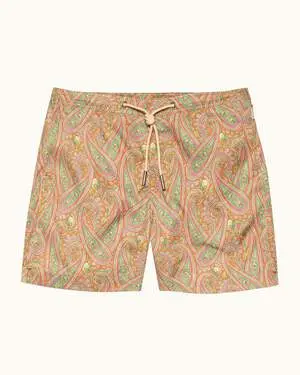 Orlebar Brown Mid-length Classic Fit Drawcord Swim Shorts With Carnival Paisley Print - Multi/pink