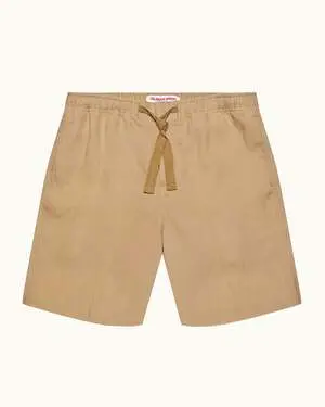 Orlebar Brown Relaxed Fit Italian Linen Drawcord Shorts In Colour - Biscuit
