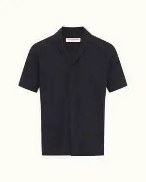 Orlebar Brown Relaxed Fit Capri Collar Italian Linen Shirt In Night Iris - Blue