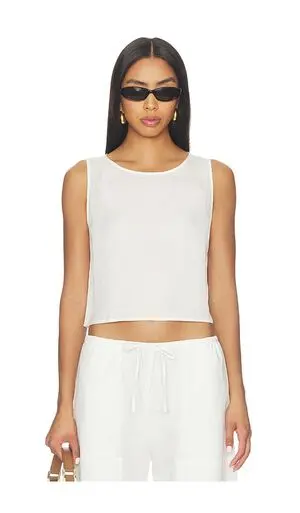 LESET Daniel Crop Sleeveless Crew In White