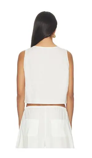 LESET Daniel Crop Sleeveless Crew In White