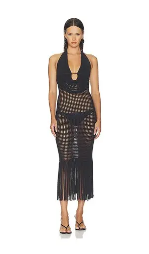HAELO Double Two-toned Fringe Dress - Black