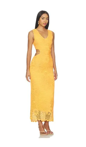 Simkhai Lyla Crochet Midi Dress In Yellow