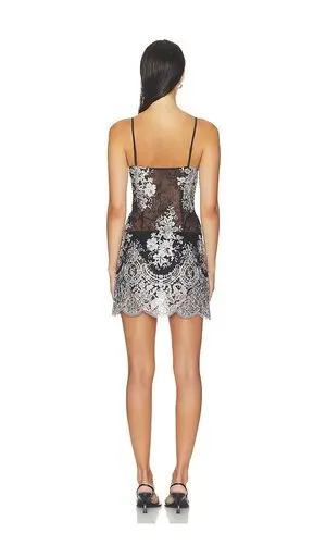 HAELO Metallic Lace Slip Dress