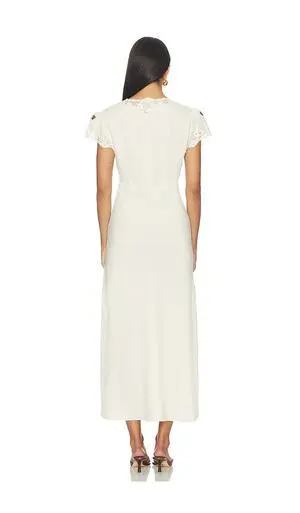 Rixo Amari Embroidered Midi Dress - Ivory