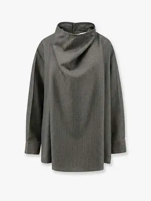 Bottega Veneta Wool And Mohair Striped Shirt - Grey