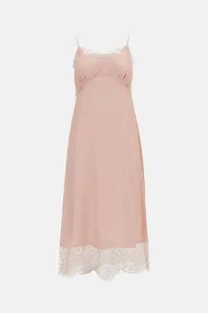 Simone Rocha Lace Trim Midi Slip Dress - Rosa