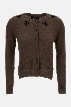 Simone Rocha Cropped Embellished Cardigan - Beige