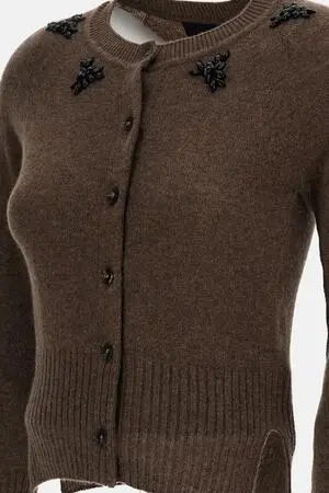 Simone Rocha Cropped Embellished Cardigan - Beige