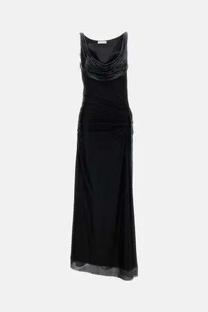 Rabanne Sleeveless Maxi Jersey Dress With Sequin Embellishment - Black