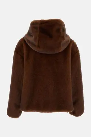 Herno Faux Fur Bomber Jacket With Drawstring Hem - Marrone