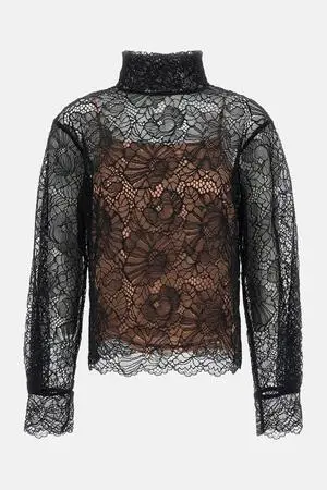 ROTATE BY BIRGER CHRISTENSEN High-neck Lace Blouse - Nero