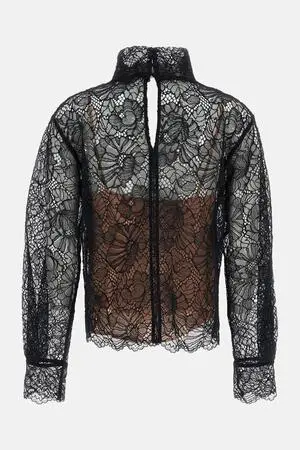 ROTATE BY BIRGER CHRISTENSEN High-neck Lace Blouse - Nero