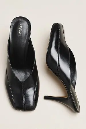 Maeve Square-toe Mule Heels - Black