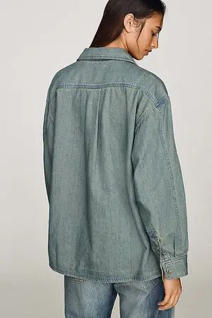 PILCRO Cotton Denim Buttondown Shirt - Antique Wash