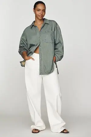 PILCRO 100% Cotton Denim Buttondown Shirt - Antique Wash