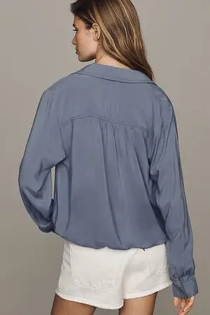PILCRO Cowl-neck Long-sleeve Blouse - Folkstone Grey