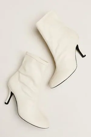 Maeve Round-toe Sock Boots Cream
