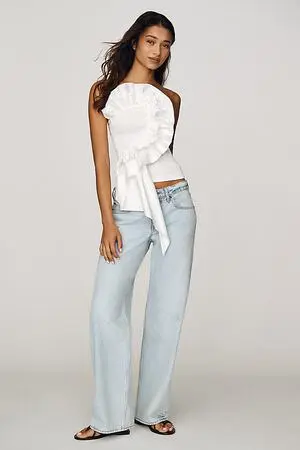 Farm Rio Cotton Smocked Strapless Top