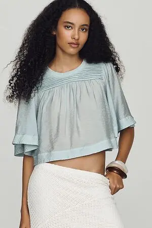 Anthropologie Seamed Yoke Top - Blue