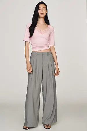 Maeve V-neck Henley T-shirt Top Bleached Mauve