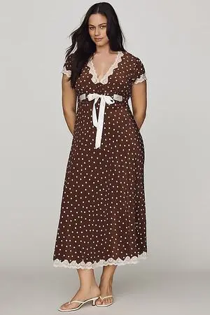 Rixo Marlice Silk Polka Dot Maxi Dress - Layla Dot Brown