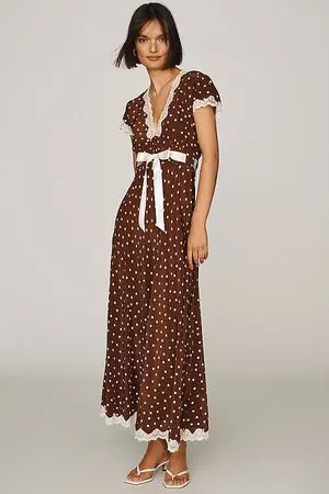 Rixo Marlice Silk Polka Dot Maxi Dress