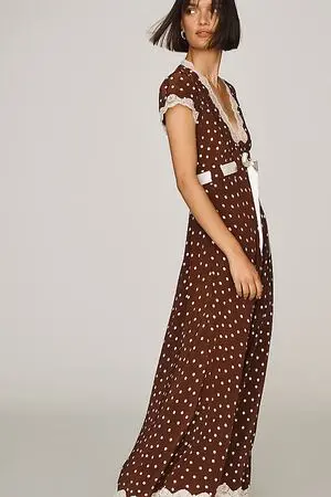 Rixo Marlice Silk Polka Dot Maxi Dress