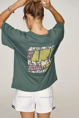 PILCRO Cotton Art Festival Graphic Tee - Green Pattern
