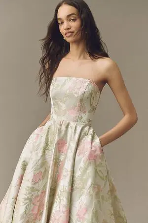 Mac Duggal Floral Strapless Dress