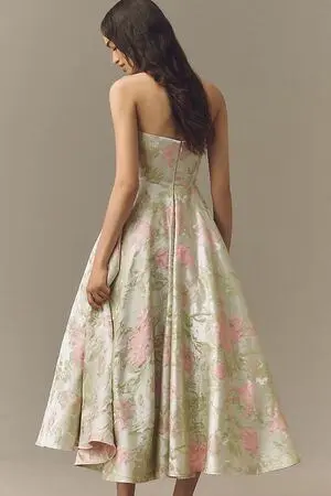 Mac Duggal Floral Strapless Dress