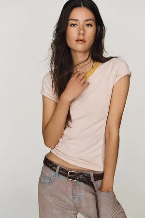 PILCRO Cotton Slim Sporty Tee - Ivory