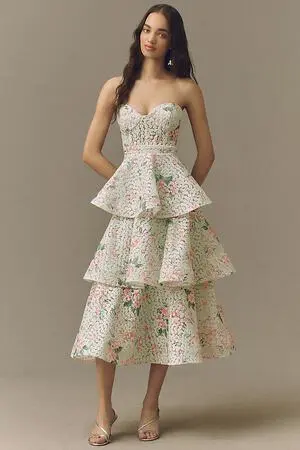 Mac Duggal Strapless Floral Dress - Mint