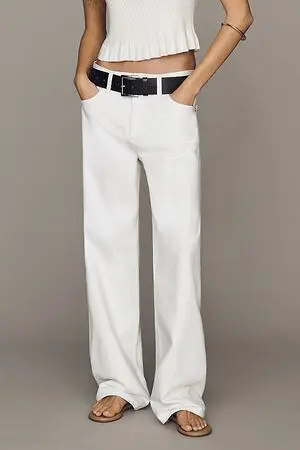 EB DENIM Mid-rise Baggy Wide-leg Jeans - White