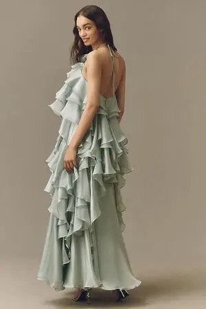 Mac Duggal Trapeze Halter Gown