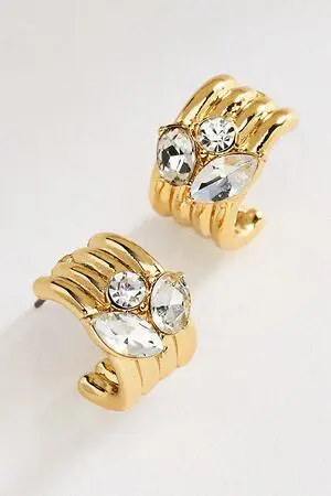 Anthropologie Textured Huggie Earrgs - Gold