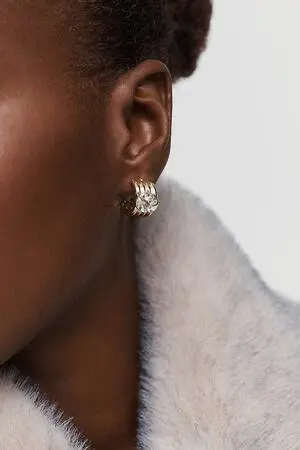 Anthropologie Textured Huggie Earrings - Gold