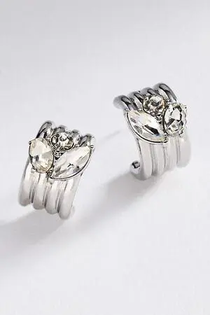 Anthropologie Textured Huggie Earrgs - Silver